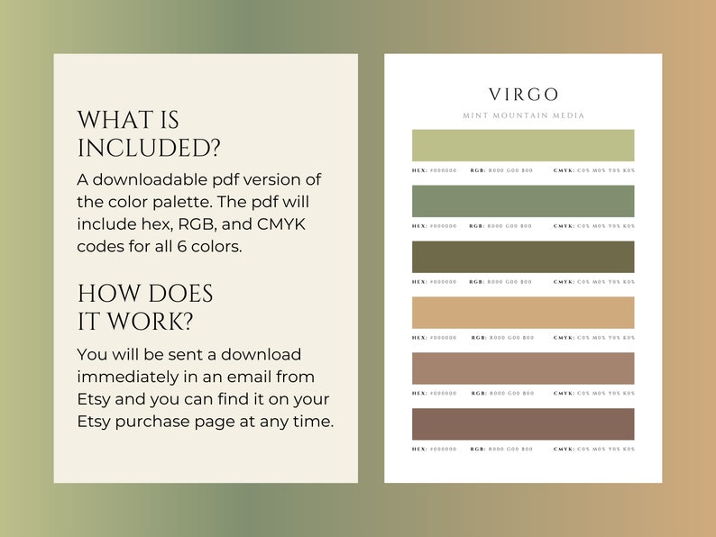 Virgo Color Palette | Brand Palette | Small Business Branding | Wedding ...