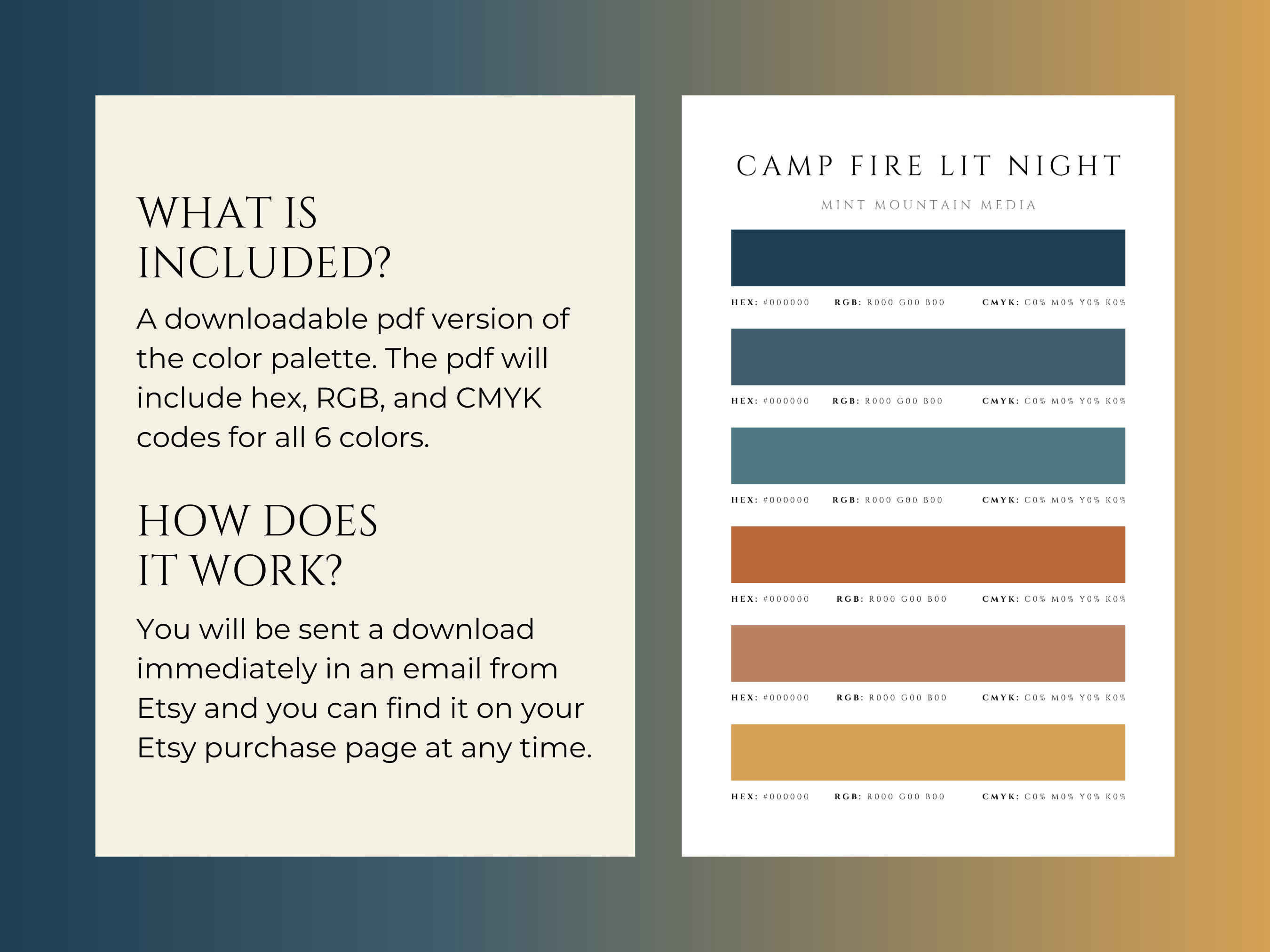 Campfire Lit Night Color Palette | Brand Palette | Small Business ...