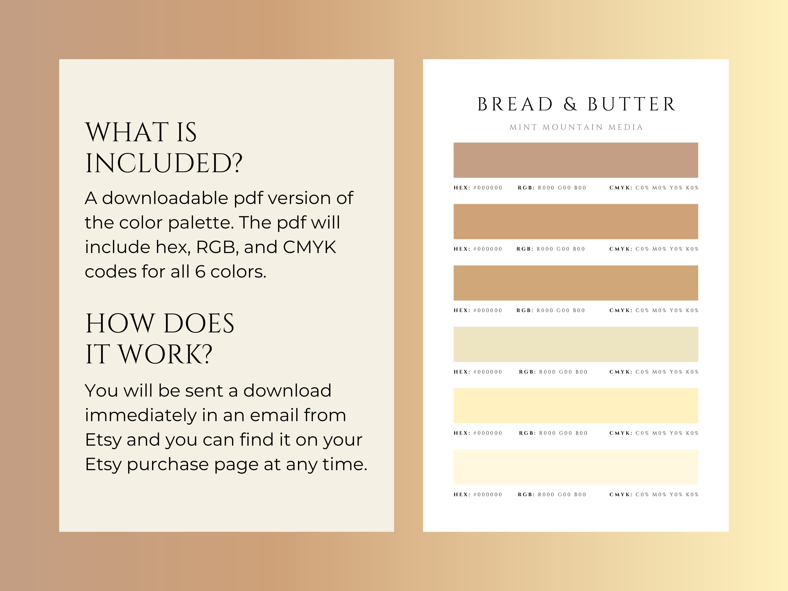 Bread & Butter Color Palette Brand Palette Small Business Branding ...