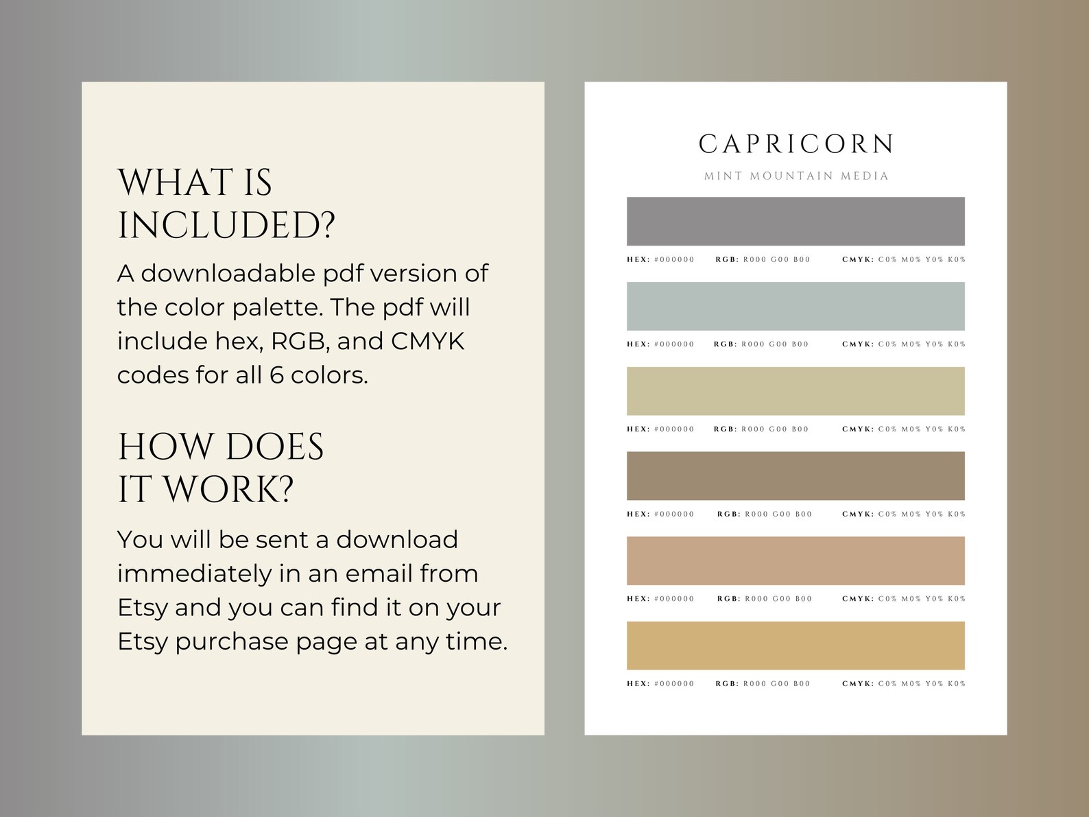 Capricorn Color Palette | Brand Palette | Small Business Branding ...