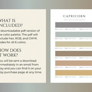 Capricorn Color Palette Brand Palette Small Business Branding Wedding ...