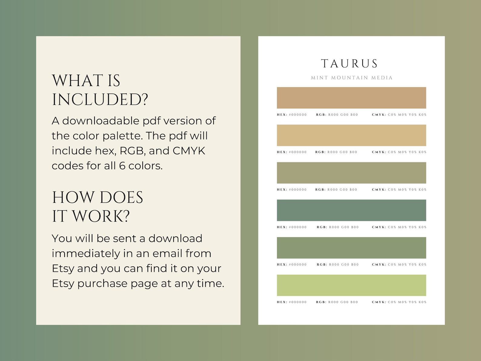 Taurus Color Palette Brand Palette Small Business Branding Wedding ...