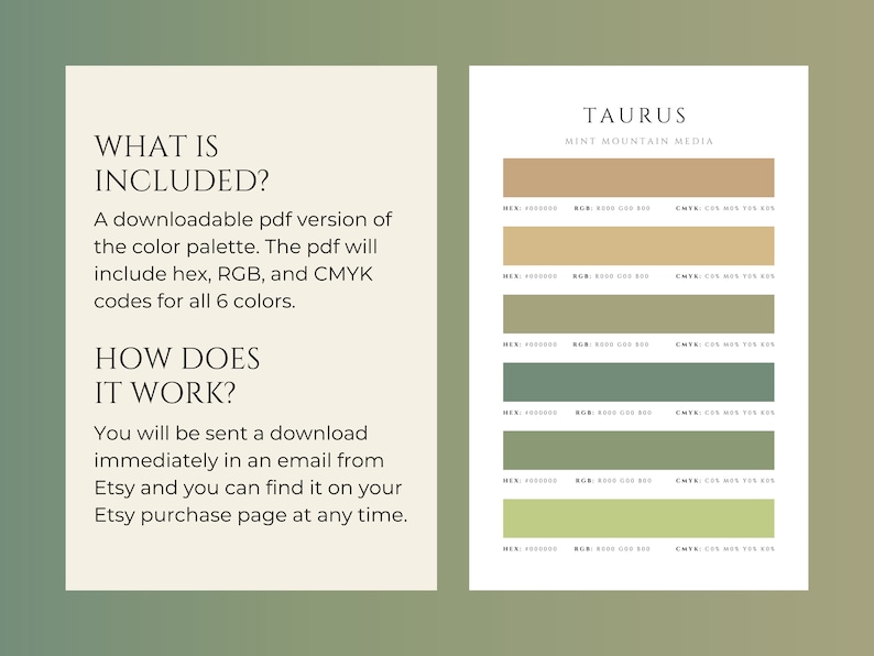 Taurus Color Palette Brand Palette Small Business Branding Wedding ...