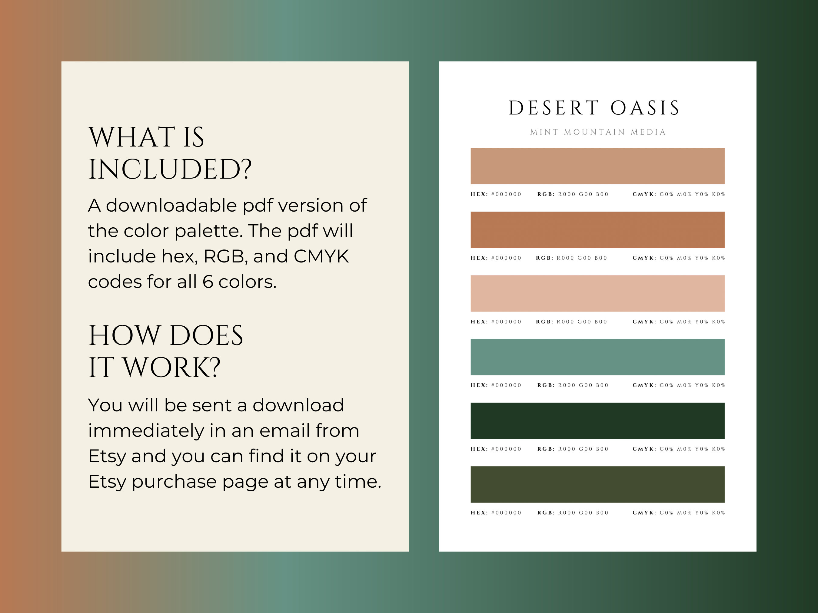 Desert Oasis Color Palette Brand Palette Small Business Branding ...