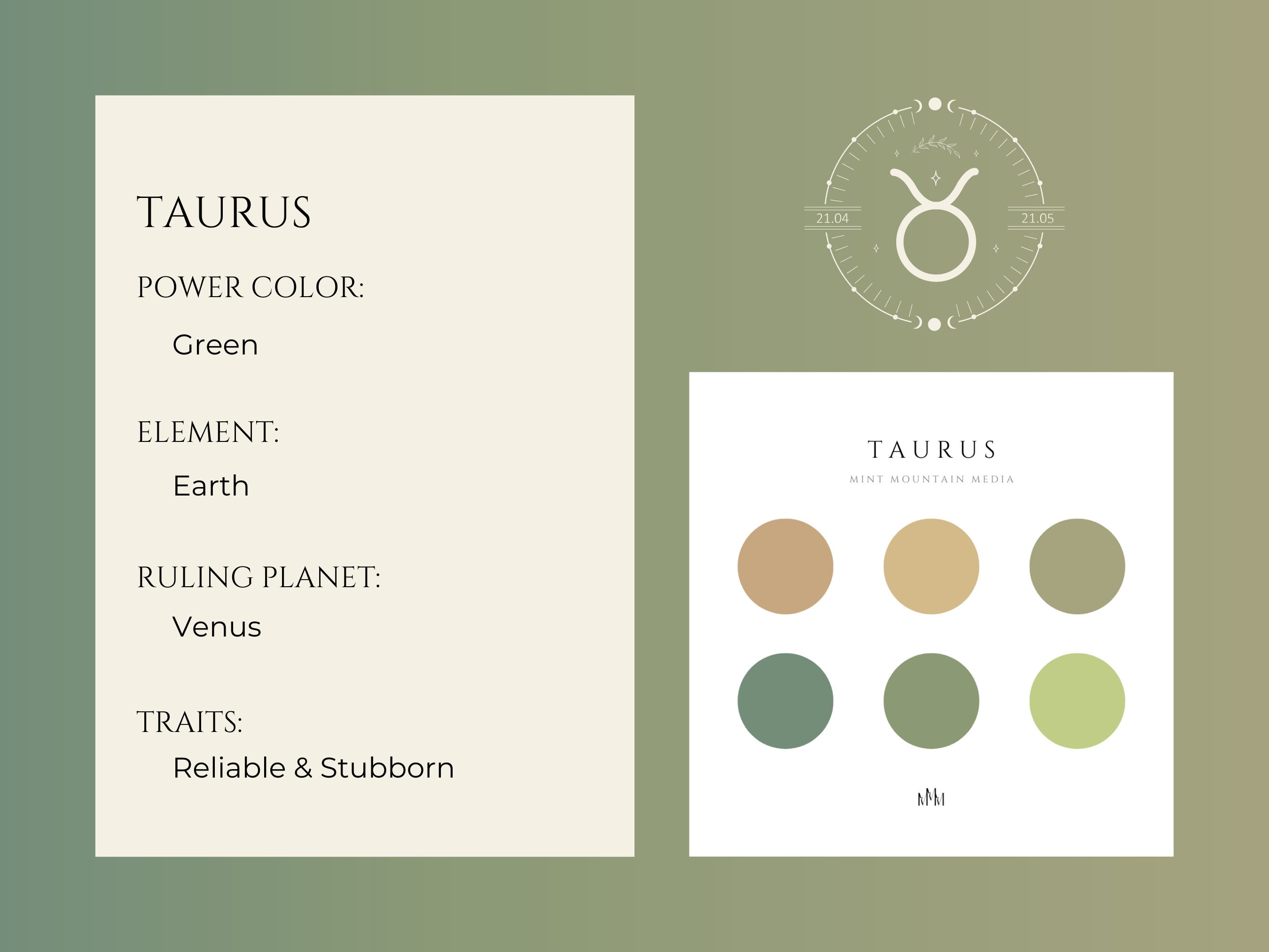Taurus Color Palette Brand Palette Small Business Branding Wedding ...