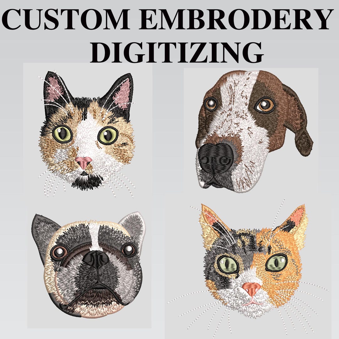 Custom Pet Embroidery Designs, Custom Embroidery Dog|cat Digitizing ...