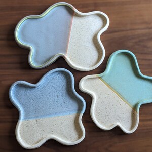 Large Ceramic Wave Tray Tropical Lagoon Glaze and Oatmeal Speckle Glaze ...