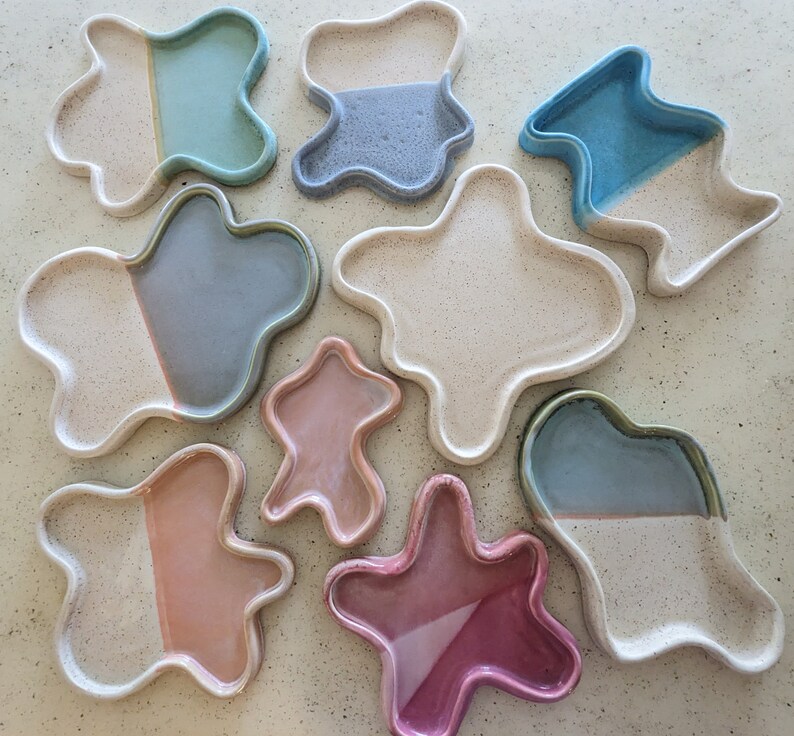 Large Ceramic Wave Tray Tropical Lagoon Glaze and Oatmeal Speckle Glaze ...
