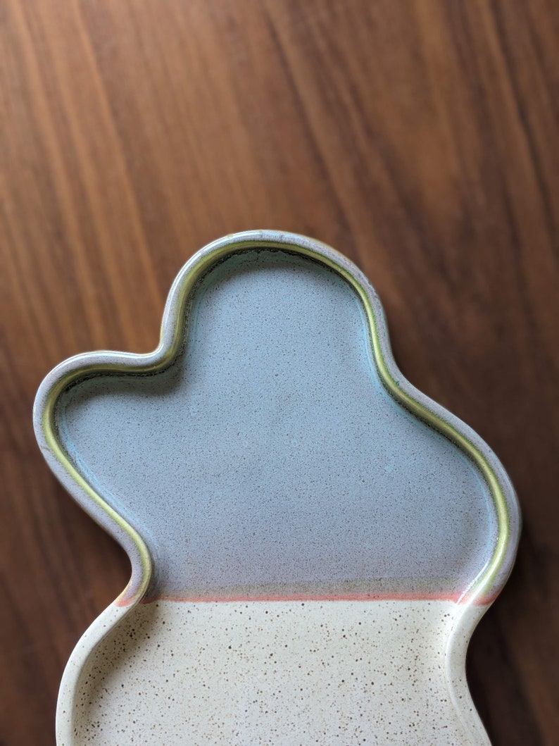 Large Ceramic Wave Tray Tropical Lagoon Glaze and Oatmeal Speckle Glaze ...