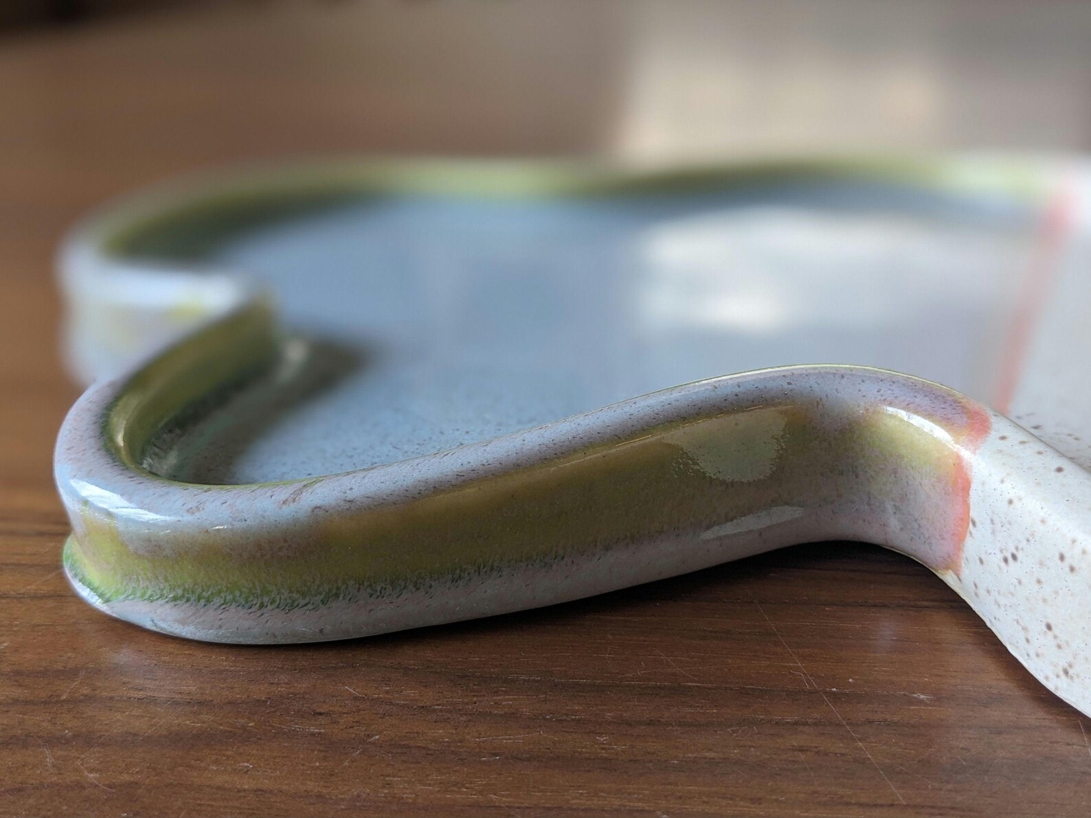Large Ceramic Wave Tray Tropical Lagoon Glaze and Oatmeal Speckle Glaze ...