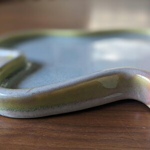 Large Ceramic Wave Tray Tropical Lagoon Glaze and Oatmeal Speckle Glaze ...