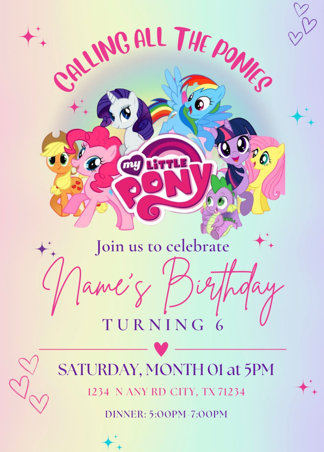 My Little Pony Invitation English and Spanish Digital Download ...