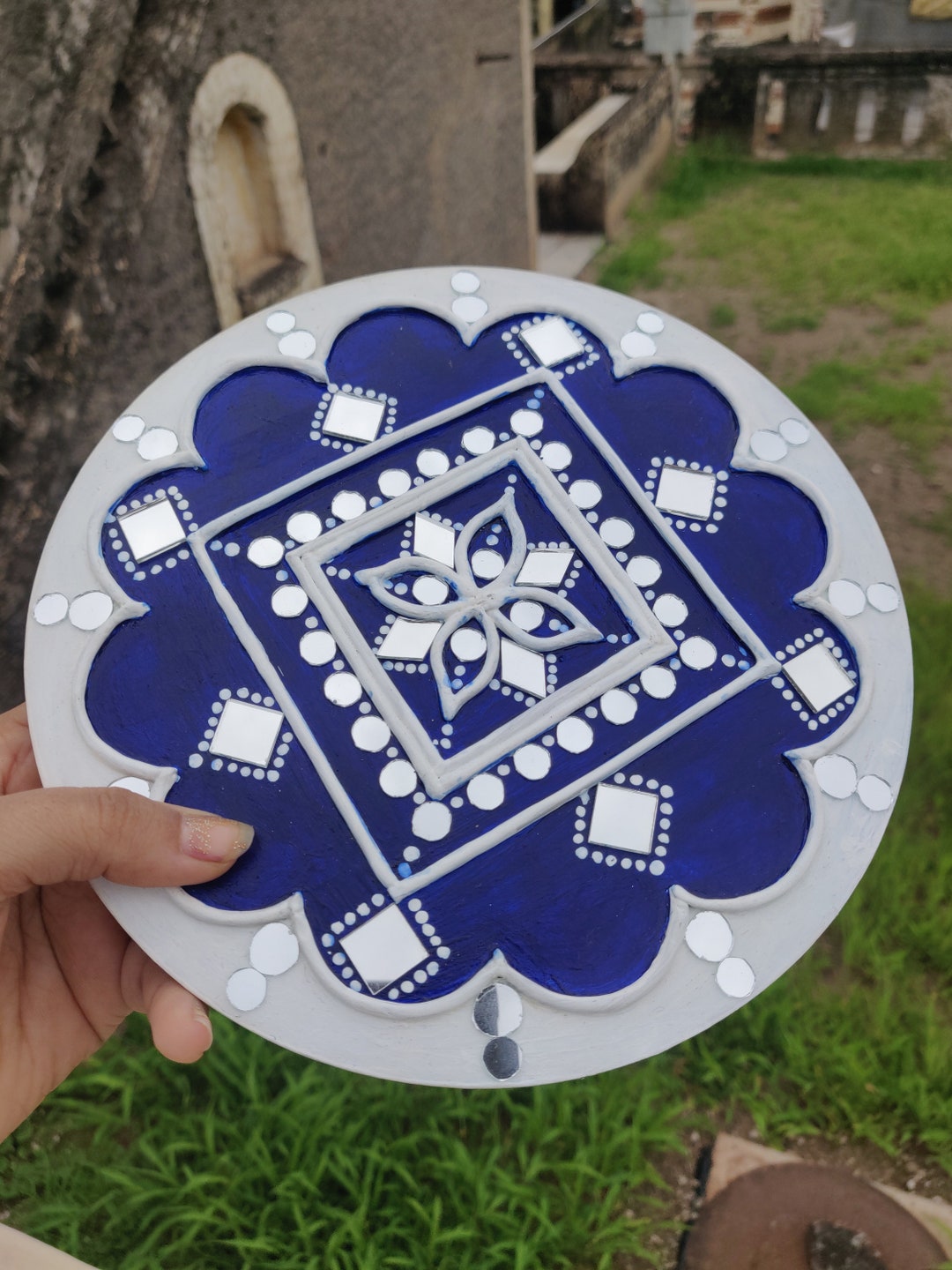 Blue and White Lippan Art Wall Hanging for Home Decoration - Etsy