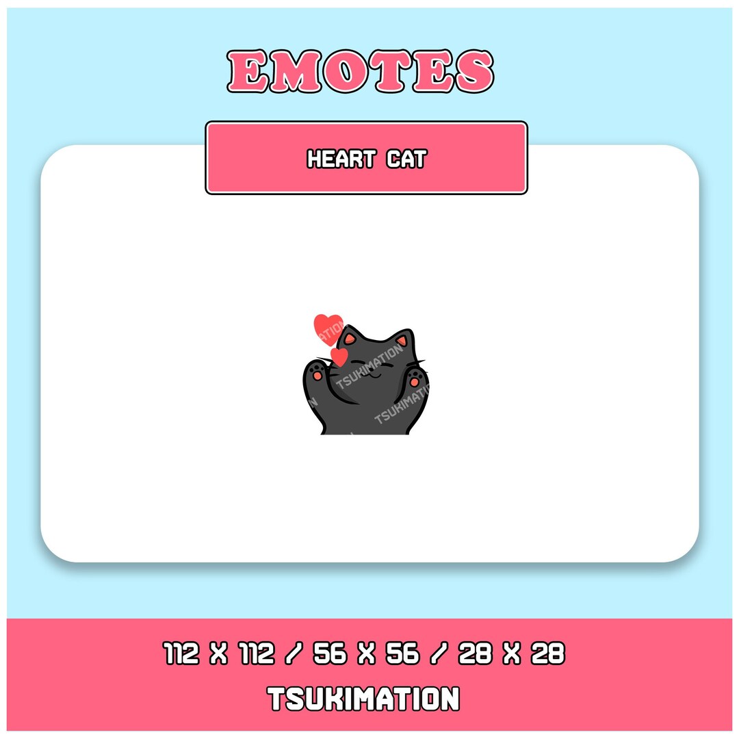 ANIMATED Heart Black Cat Emote Emote for Twitch - Etsy España