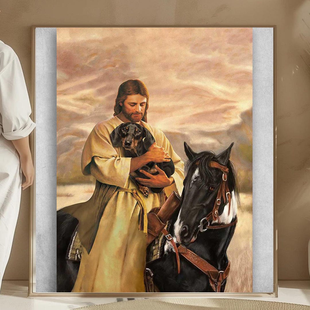 God and Dachshund Jesus Dog Lover Horse Riᴅing - Etsy