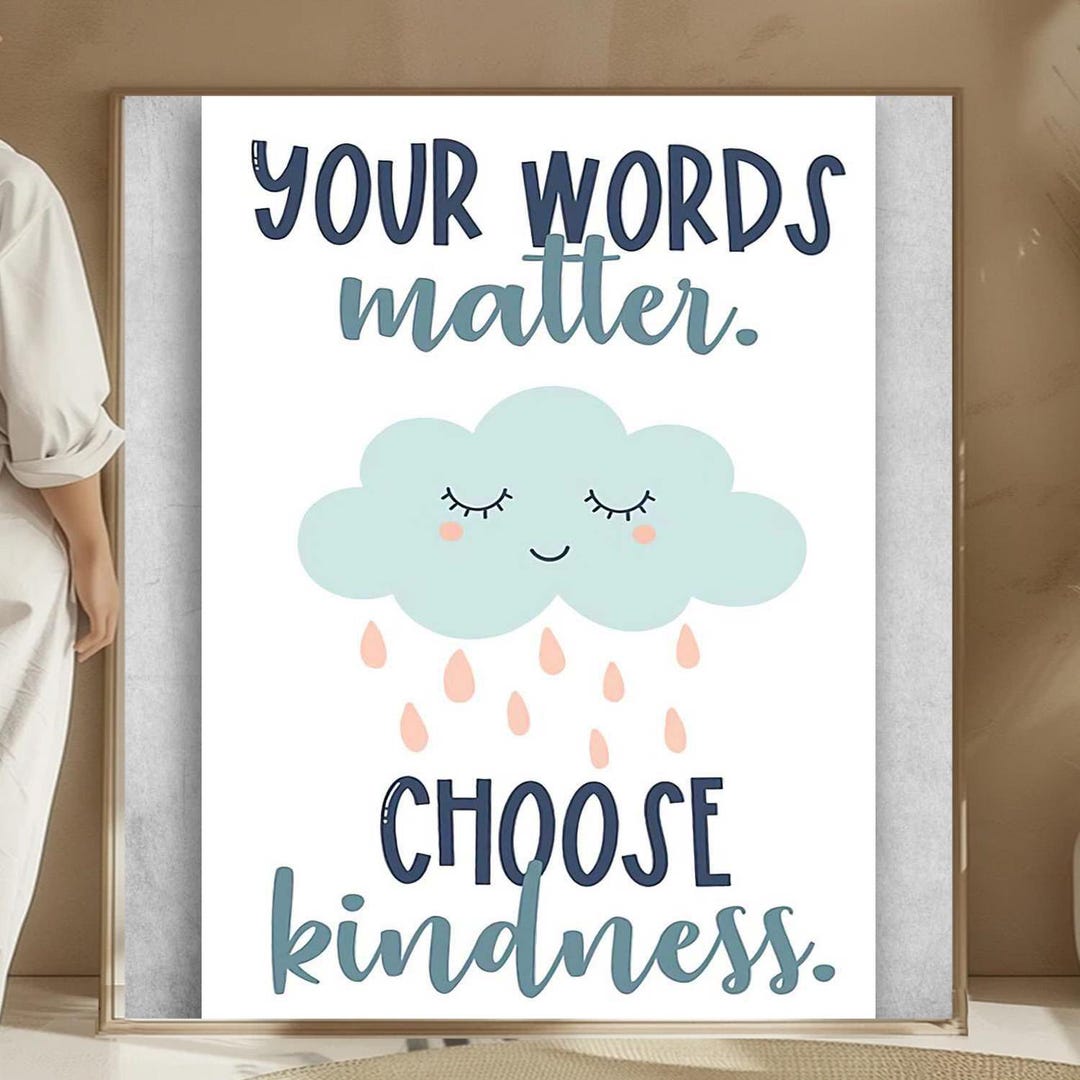Rain Poster Your Words Matter Choose Kindness - Etsy