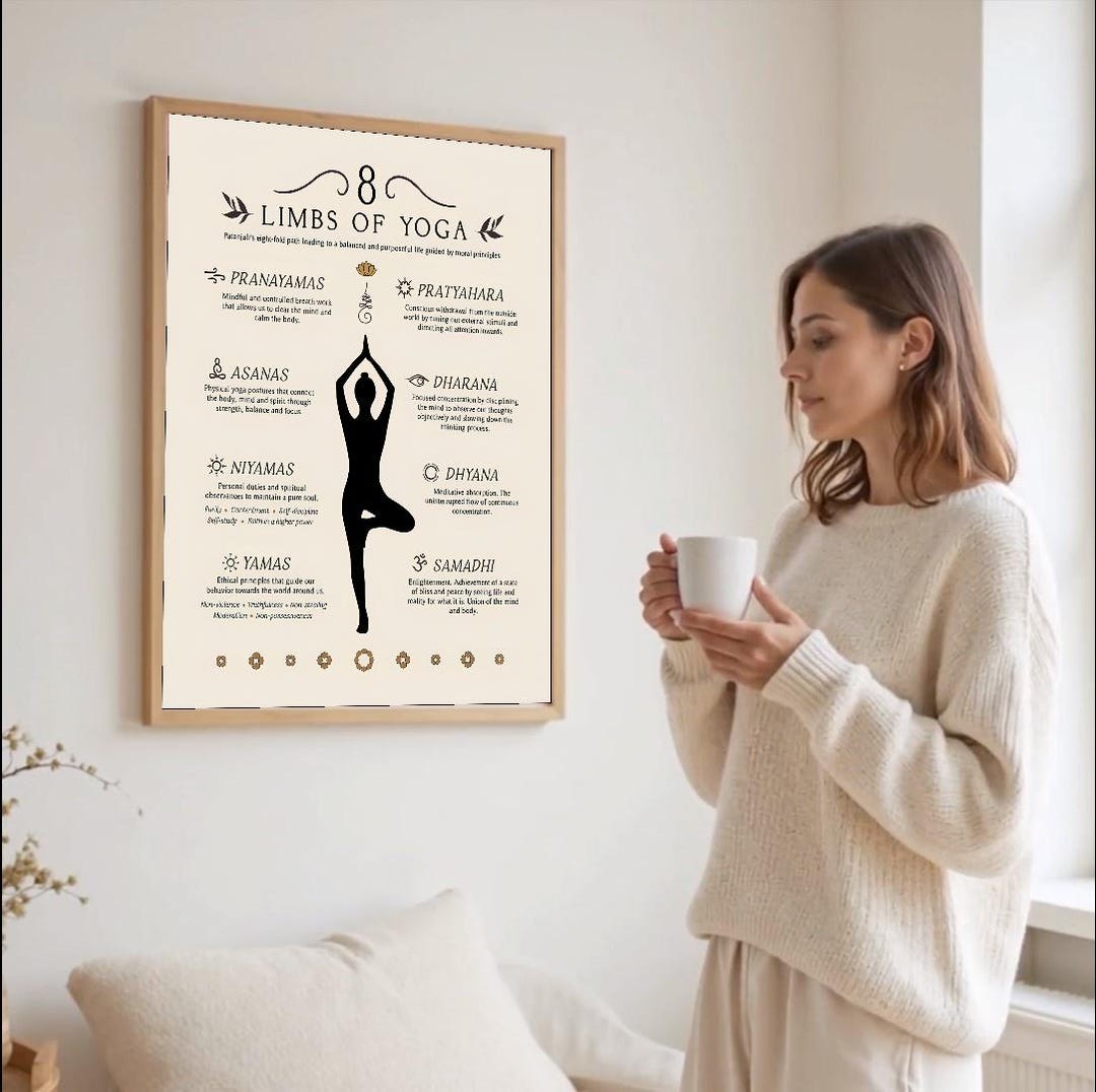 8 Limbs Yoga Wall Art Prints Yoga Poses Poster for Spiritual Room Decor ...