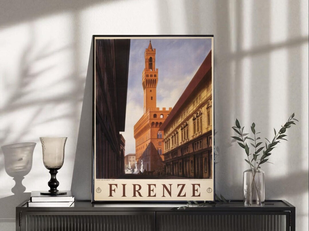 Firenze Vintage Travel Poster Mid Century Modern Wall Art Home Gallery ...