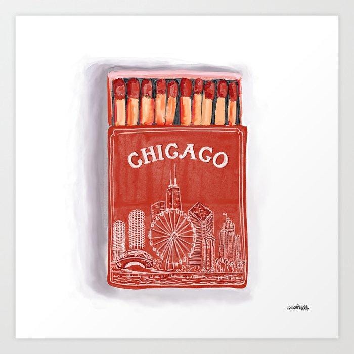 Chicago Matchbox Art Print Poster - Etsy