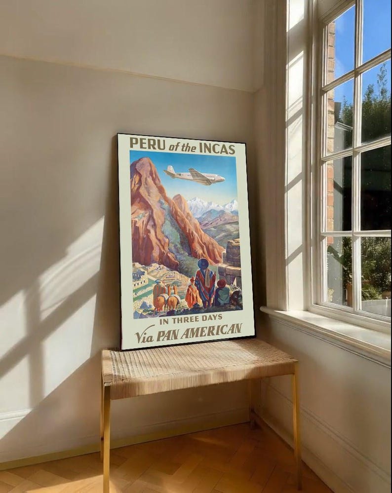 Vintage Peru Travel Poster Inca Empire Wall Art Print Retro South ...