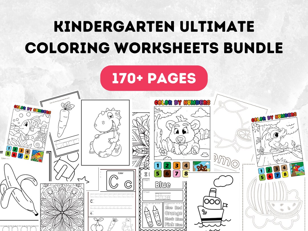 Kindergarten Coloring Worksheets Bundle 170 Pages ABC - Etsy