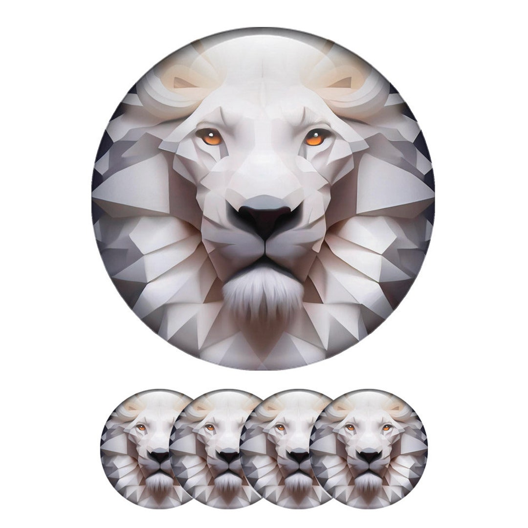 All Sizes Set X 4 Domed Sticker 3D Print Surface Logo White Lion Self ...