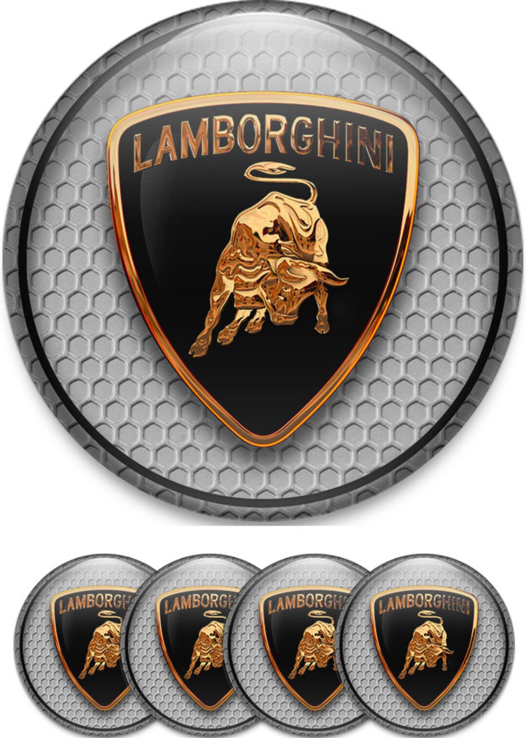 All Sizes Set 4 Domed Sticker 3D Print Surface Lamborghini for Wheel ...