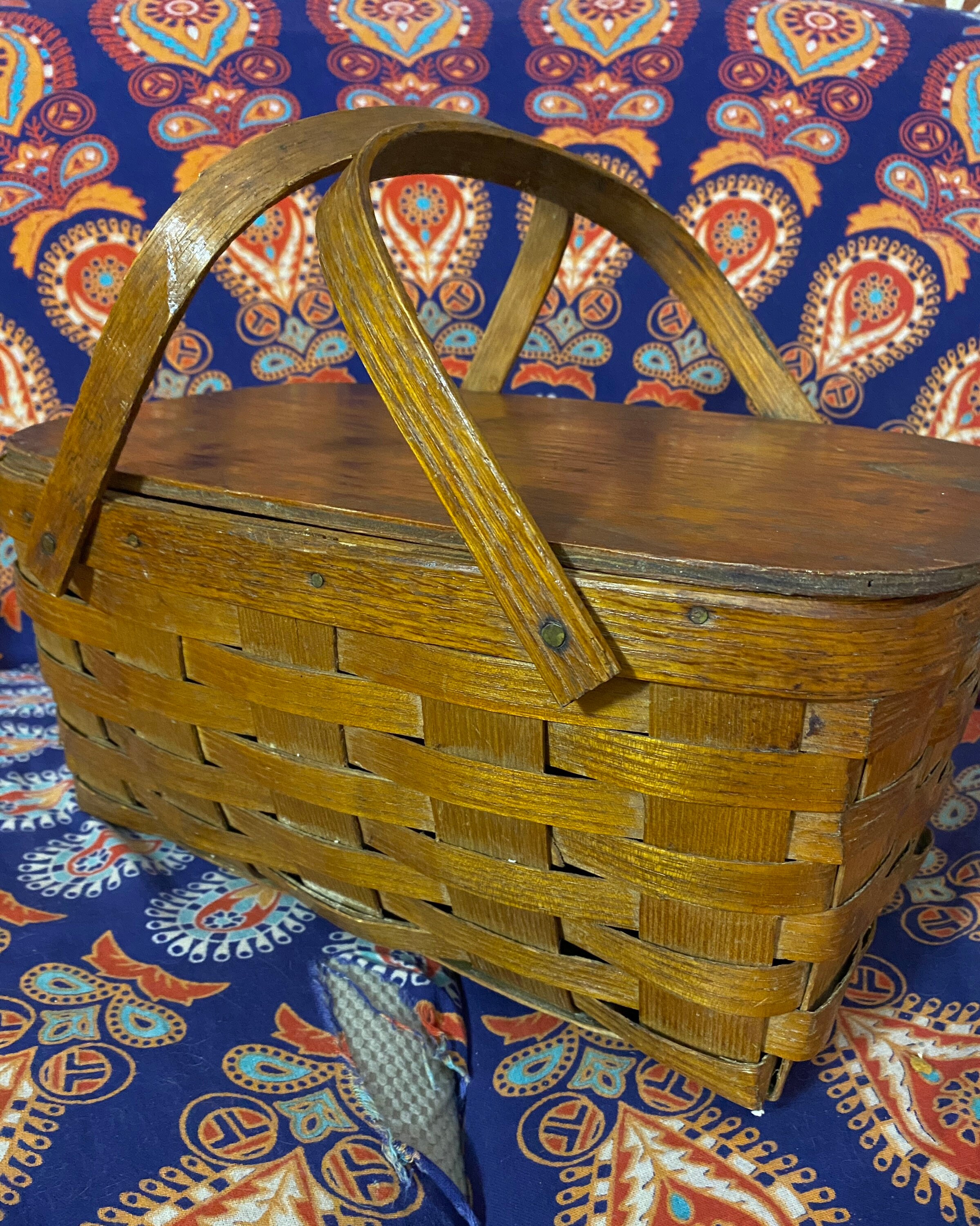 Vintage 1960s Wicker Picnic Basket - Etsy