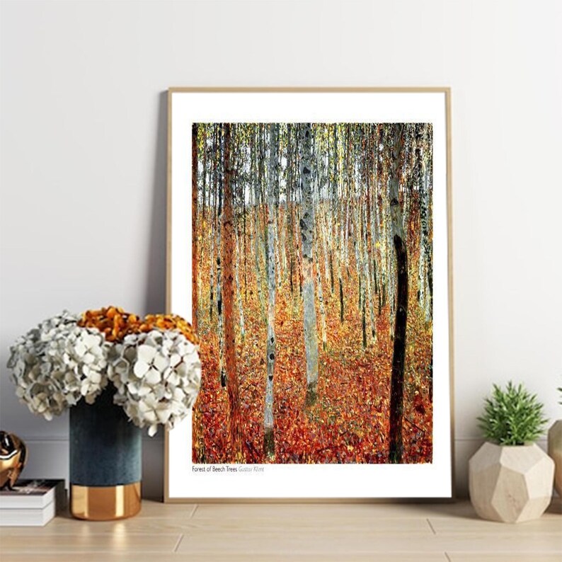 Gustav-klimt-forest-of-beech-tre Poster. - Etsy