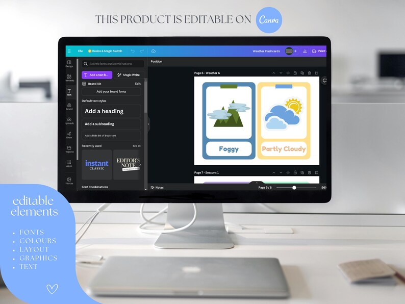 Editable Weather/seasons Flashcards, Posters, Classroom Management ...