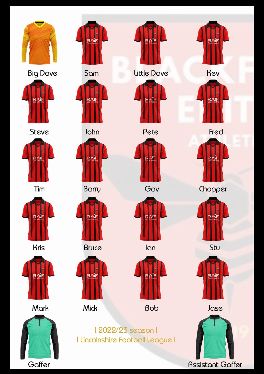 Personalised Football Squad List Print | Commemorative Custom Sport Art ...