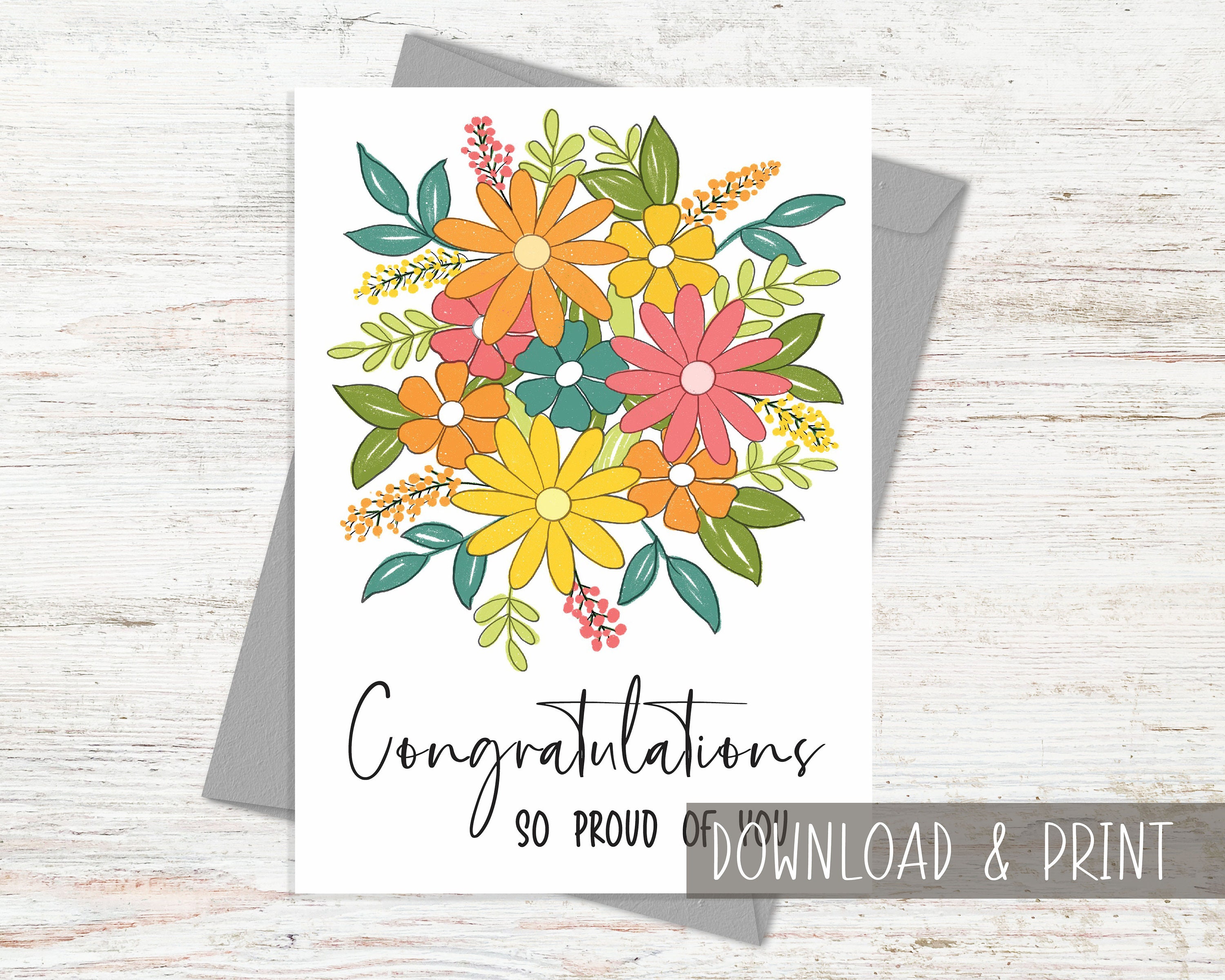 Job Well Done Card Printable, so Proud of You Card, Digital Download ...