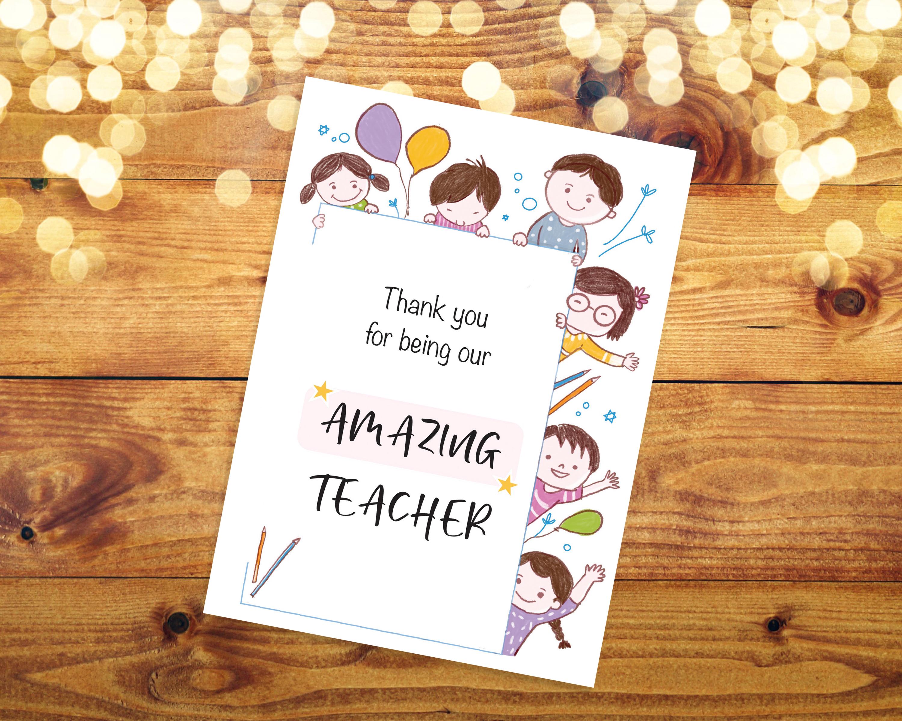 Teacher Appreciation Card Printable, Thank You Teacher Digital Card ...