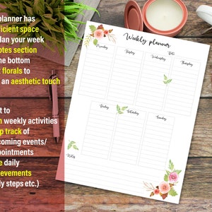 Weekly Planner Printable Floral, Weekly to Do List Printable, Weekly ...
