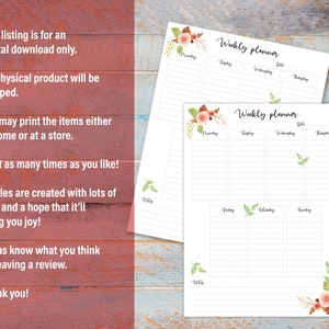 Weekly Planner Printable Floral, Weekly to Do List Printable, Weekly ...