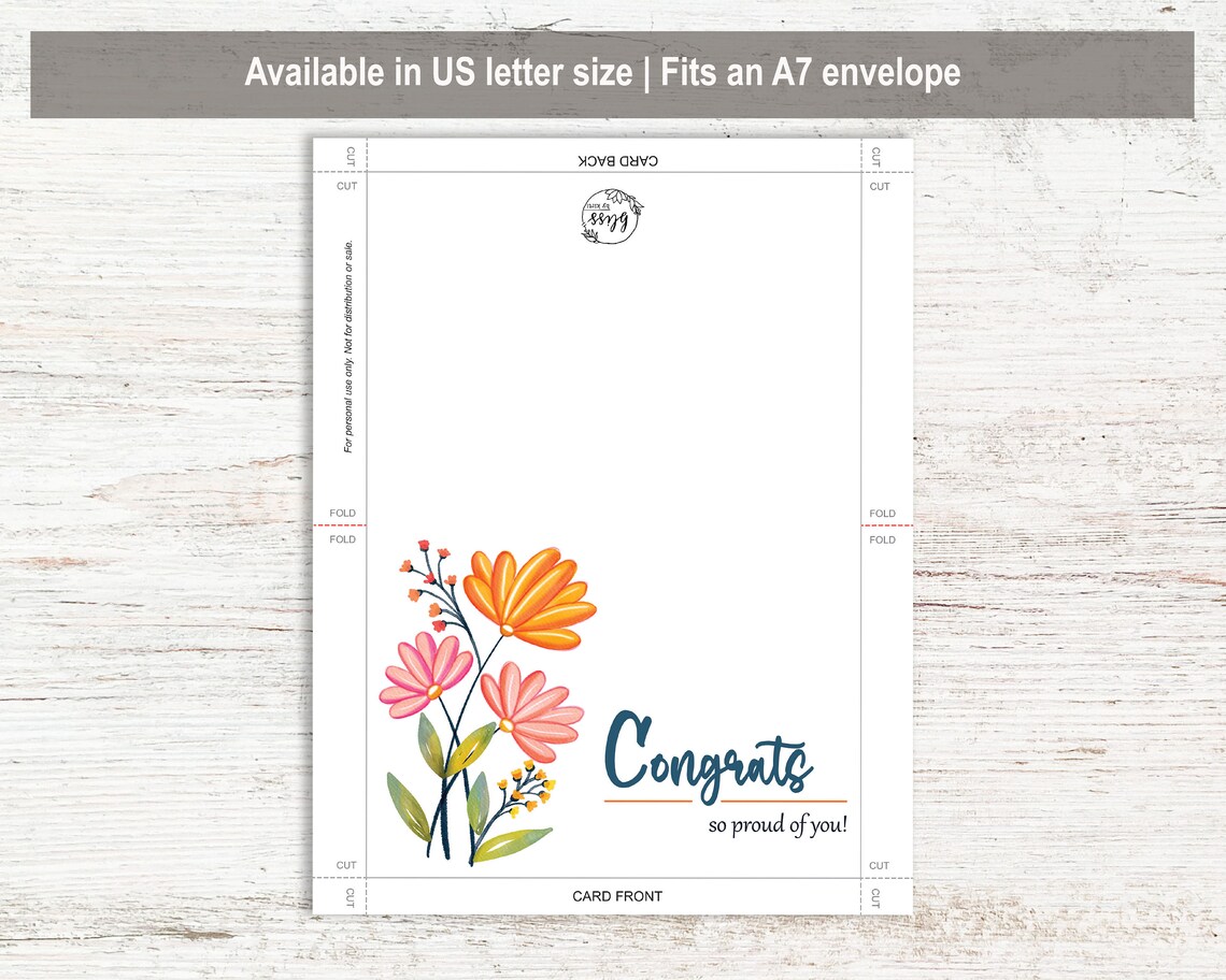 Congratulations Card Printable for New Job and Promotion, Congrats Printable Card, Graduation ...