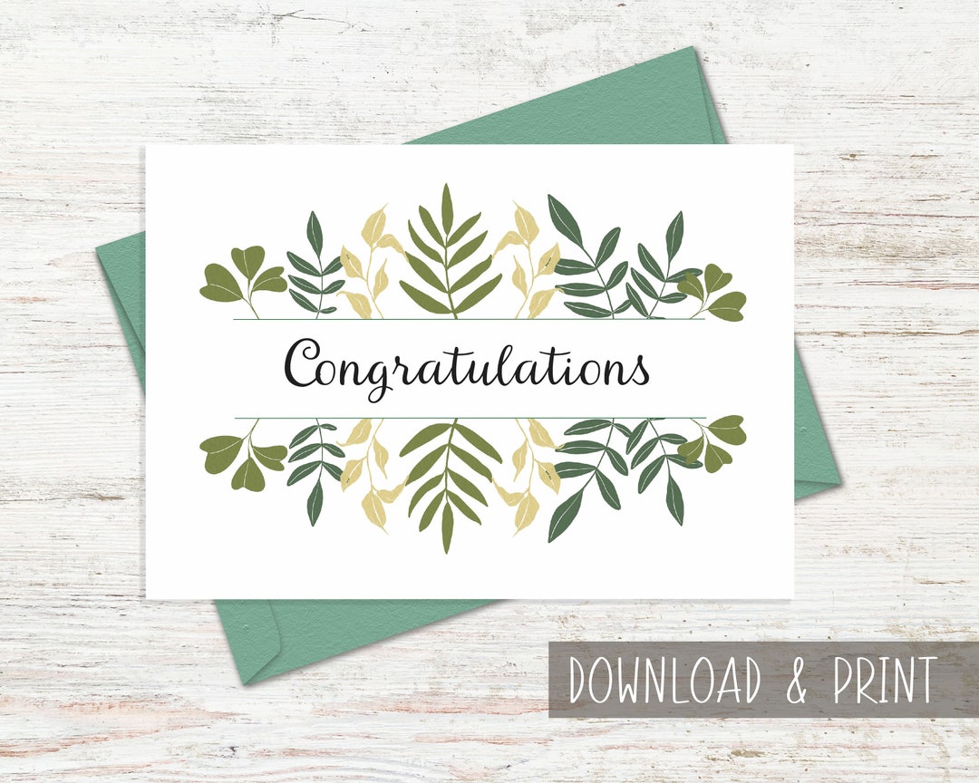 Printable Congratulatory Card, Downloadable Congratulations Card ...