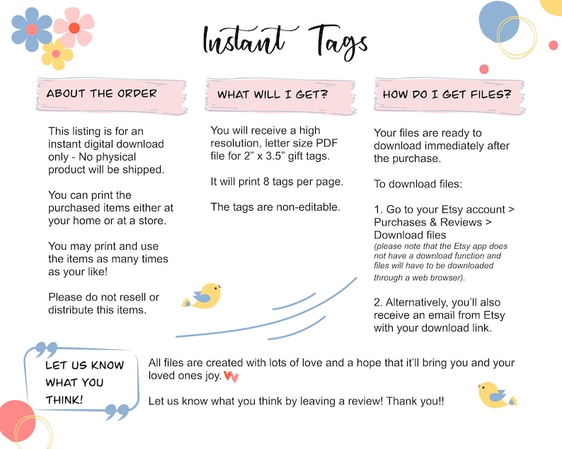 Thank You Printable Gift Tags, Gratitude Gift Tags, Digital Favour Gift ...