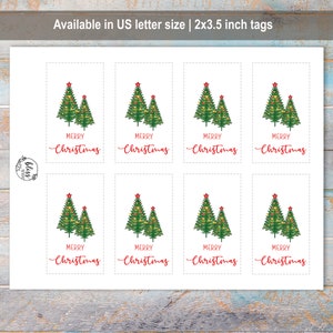 Printable Christmas Tree Gift Tag, Merry Christmas Gift Tag Printable ...