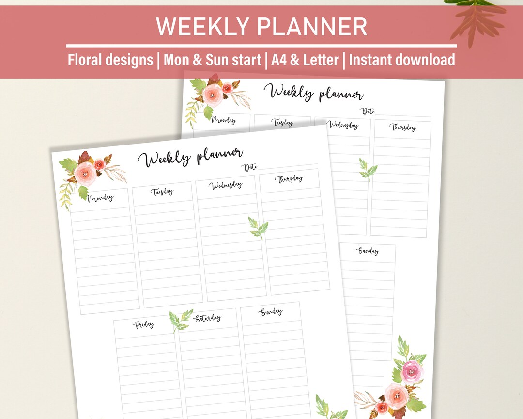 Weekly Planner Printable Floral, Weekly to Do List Printable, Weekly ...
