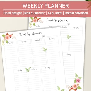 Weekly Planner Printable Floral, Weekly to Do List Printable, Weekly ...