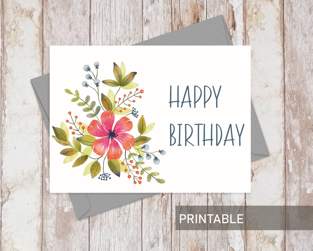 Happy Birthday Card Printable, Digital Birthday Card, Happy Birthday ...