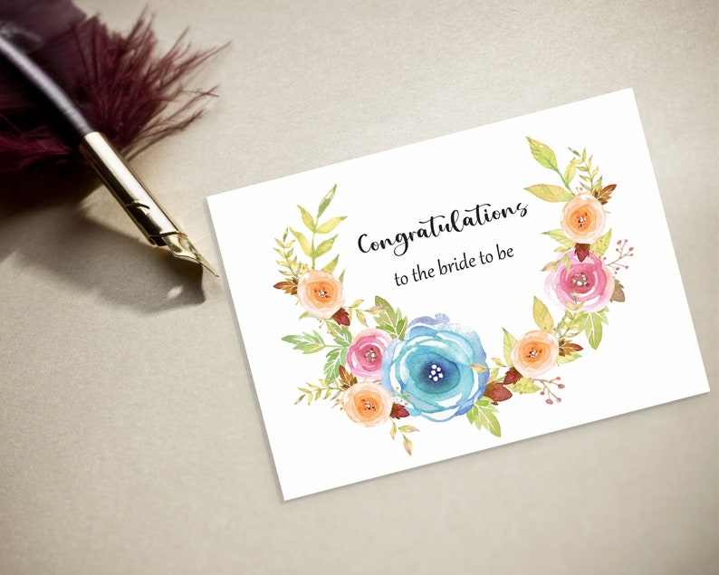 Bridal Shower Card Printable, Congratulations to Bride Card, Printable ...