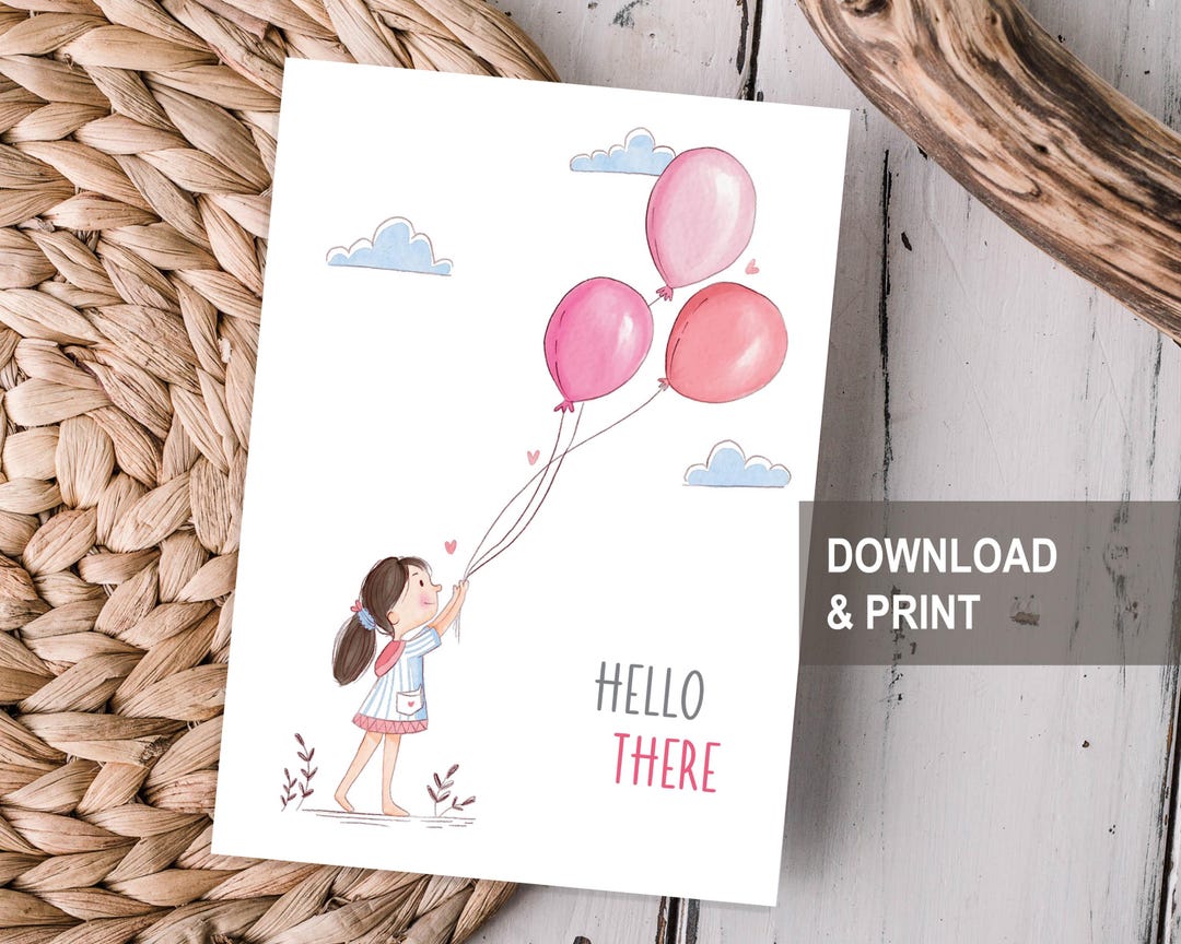 Printable Hello There Card, Cute Minimalist Greeting Card, Digital ...