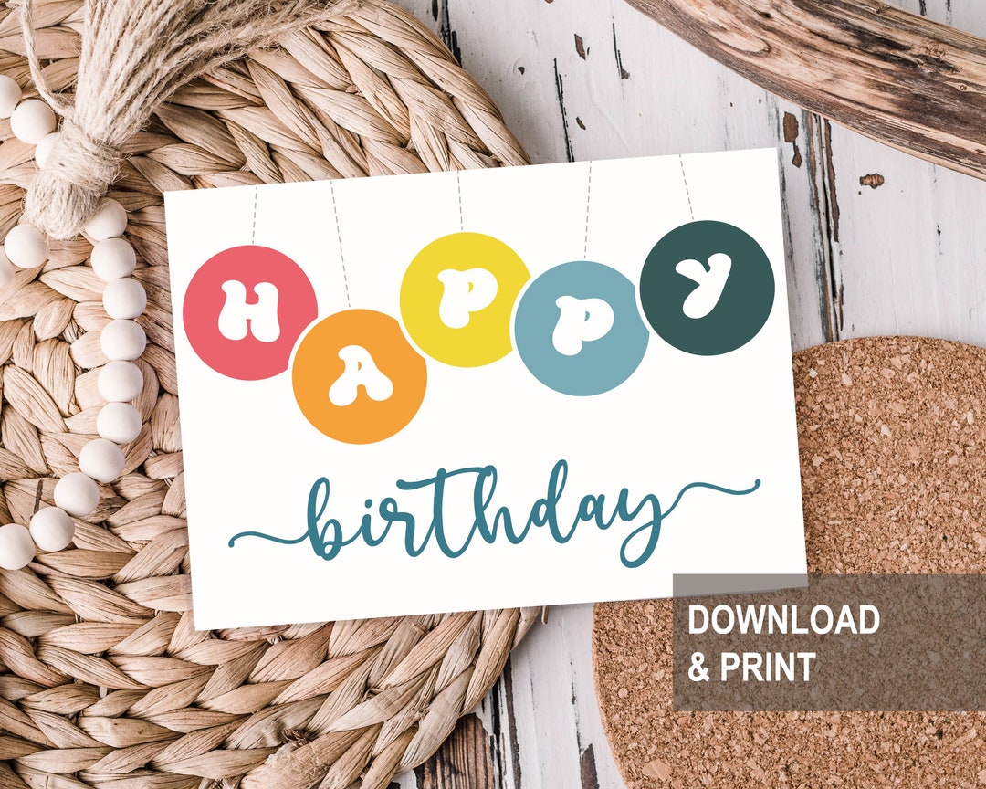 Printable Birthday Balloons Card, Happy Birthday Card Printable ...