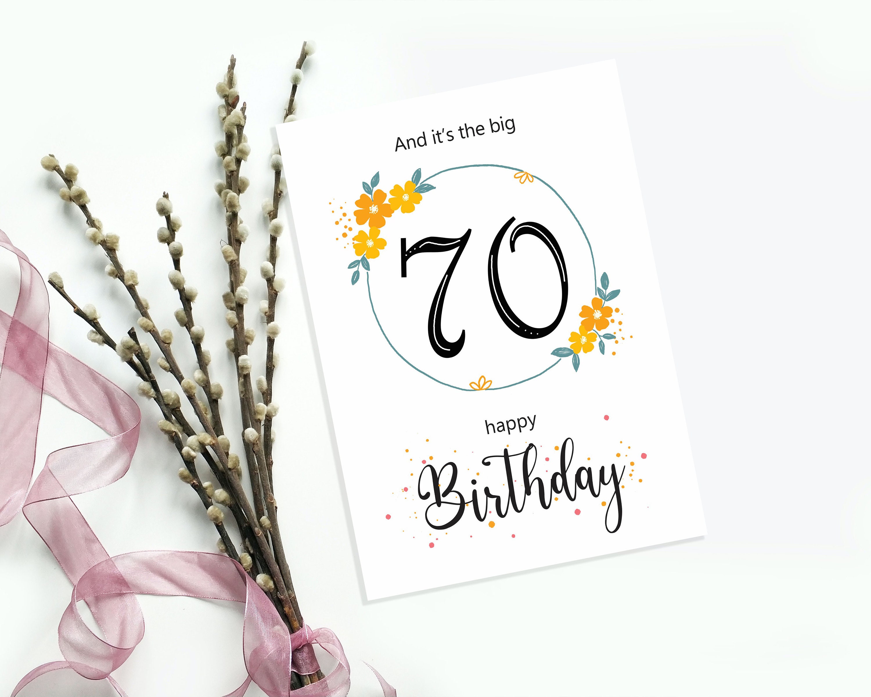 70th Birthday Card, 70th Birthday Printable, Turning 70 Birthday Card ...