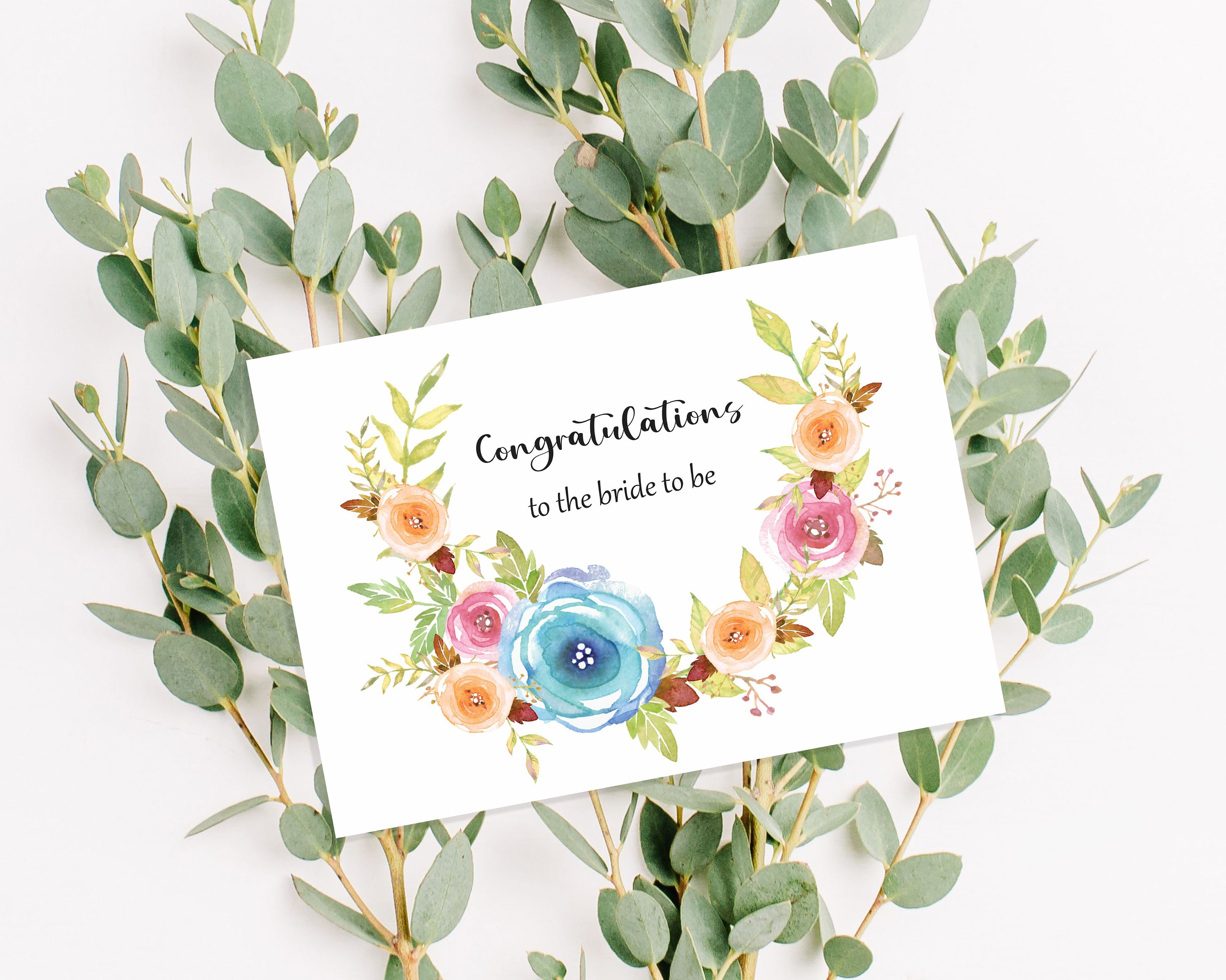 Bridal Shower Card Printable, Congratulations to Bride Card, Printable ...