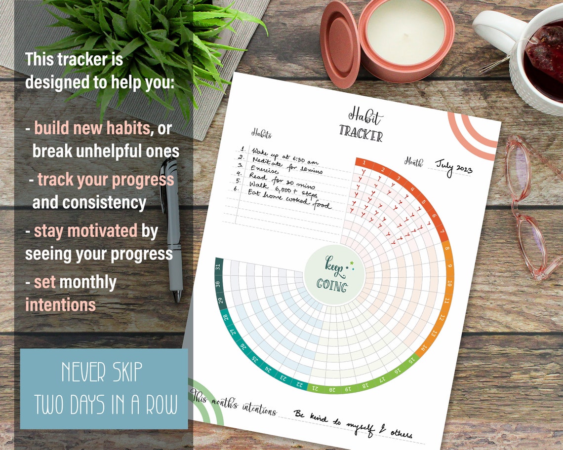 Habit Tracker Printable, Daily Routine Tracker, Monthly Habit Tracker ...