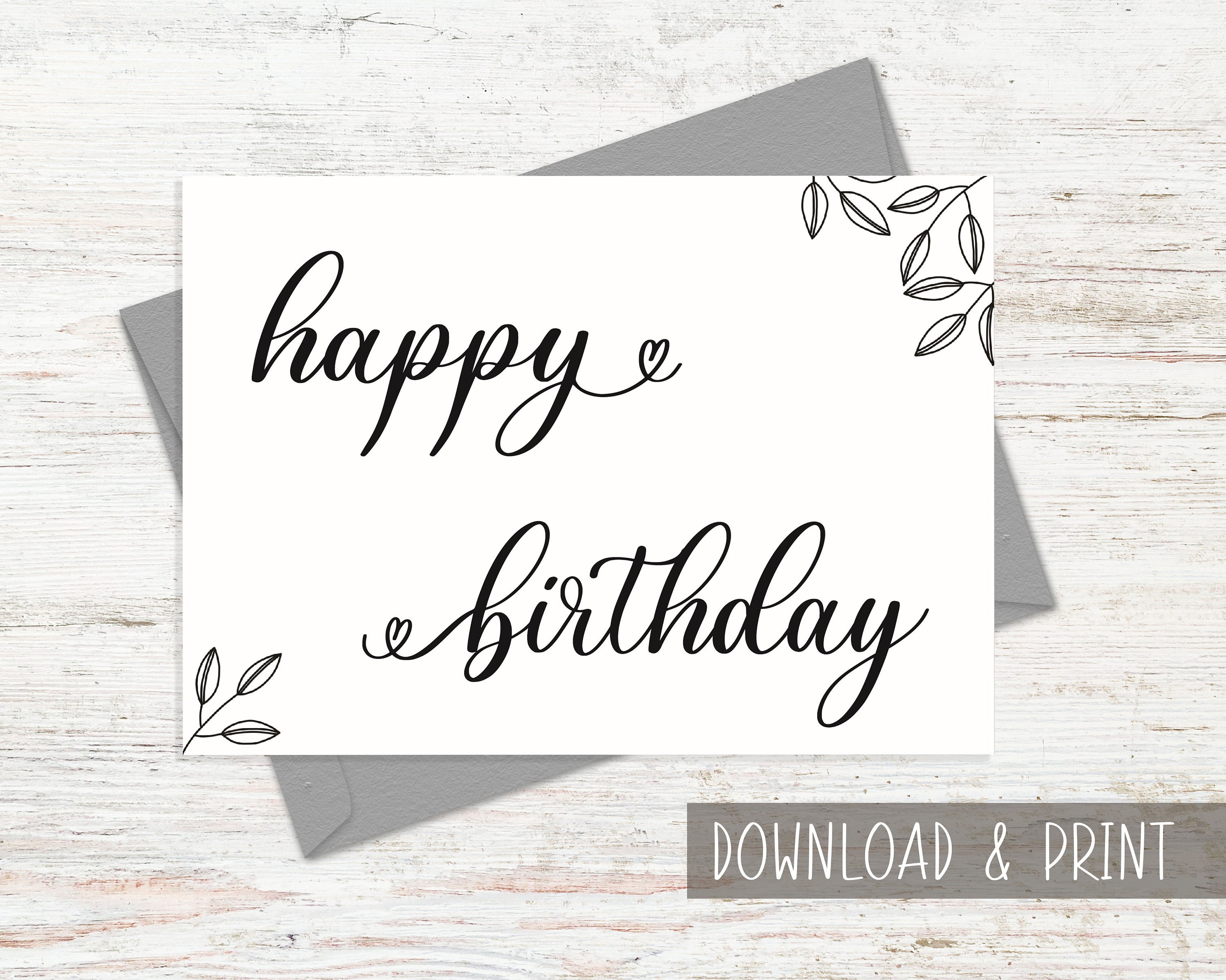 Printable Happy Birthday Card Black And White