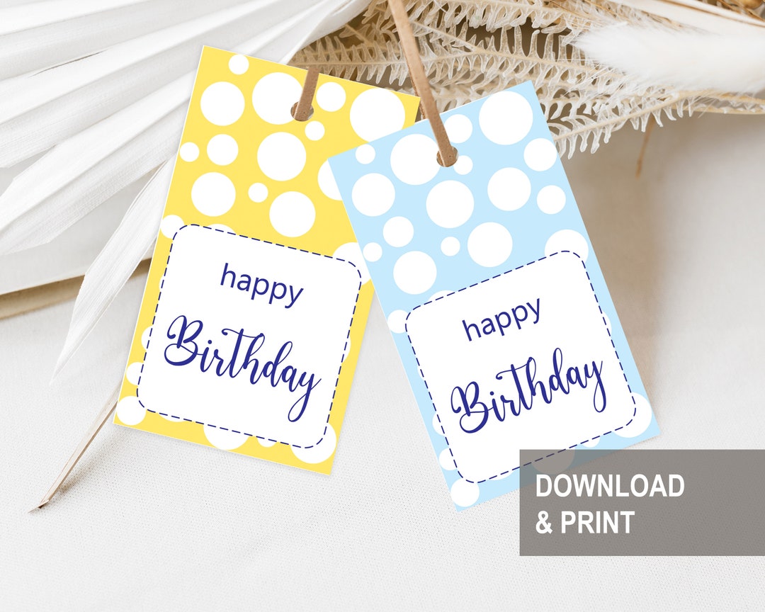 Birthday Gift Tag Printable, Colourful Birthday Gift Tag for Party ...